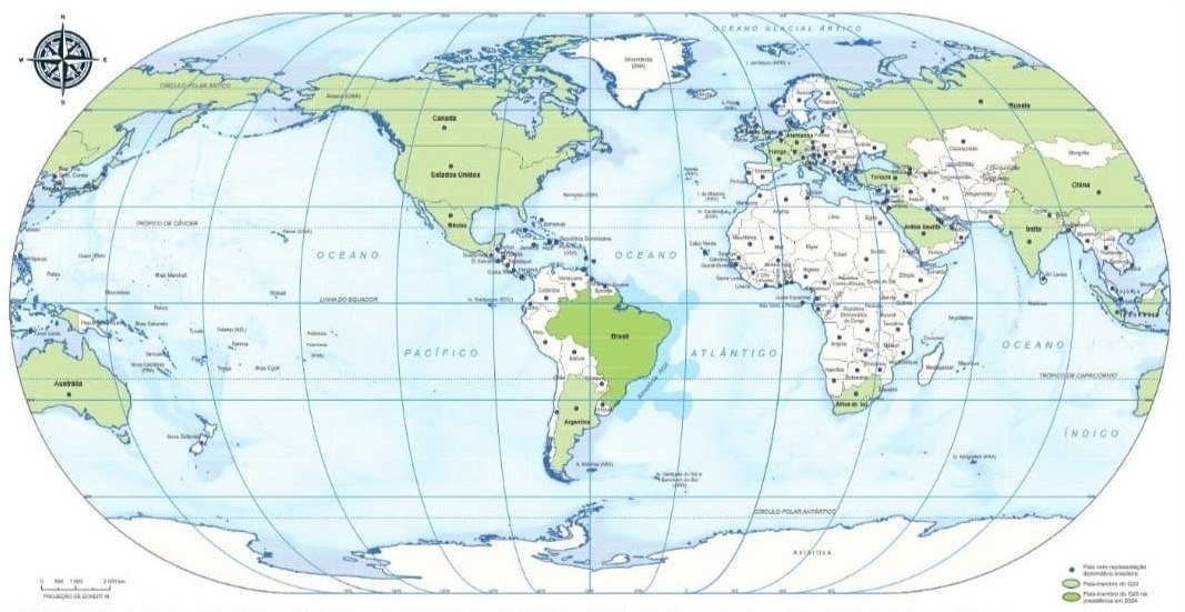IBGE lança mapa-múndi com Brasil no centro do planeta - Paraíba Cultural